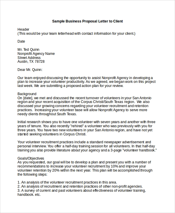 Business Proposal Letter Format - Birthday Letter