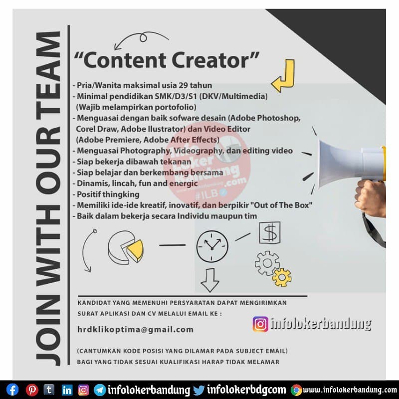 Lowongan Kerja Content Creator & Creative Design PT Klik Optima ...
