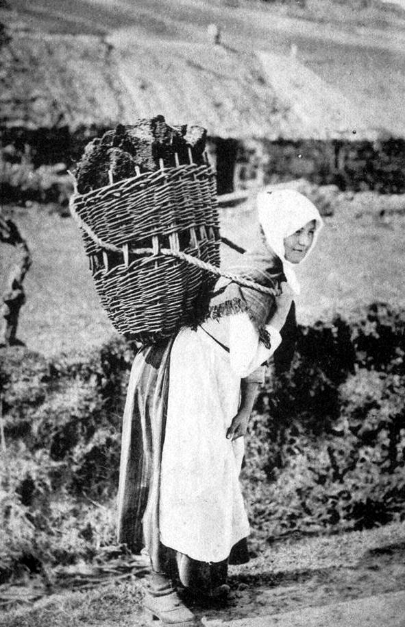 Tour Scotland: Old Photograph Crofter Carrying Peat Scotland