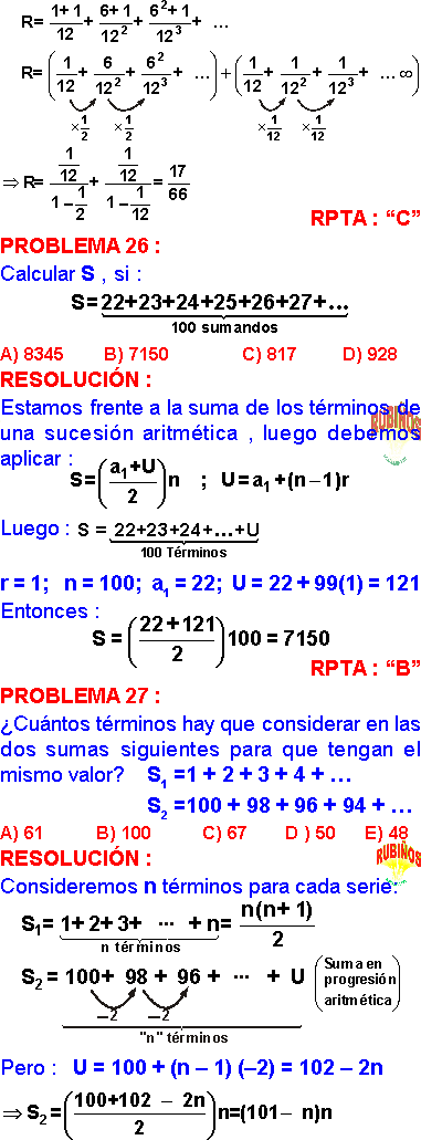 SERIES Y SUMATORIAS PROBLEMAS RESUELTOS OPERADOR SIGMA DE RAZONAMIENTO ...