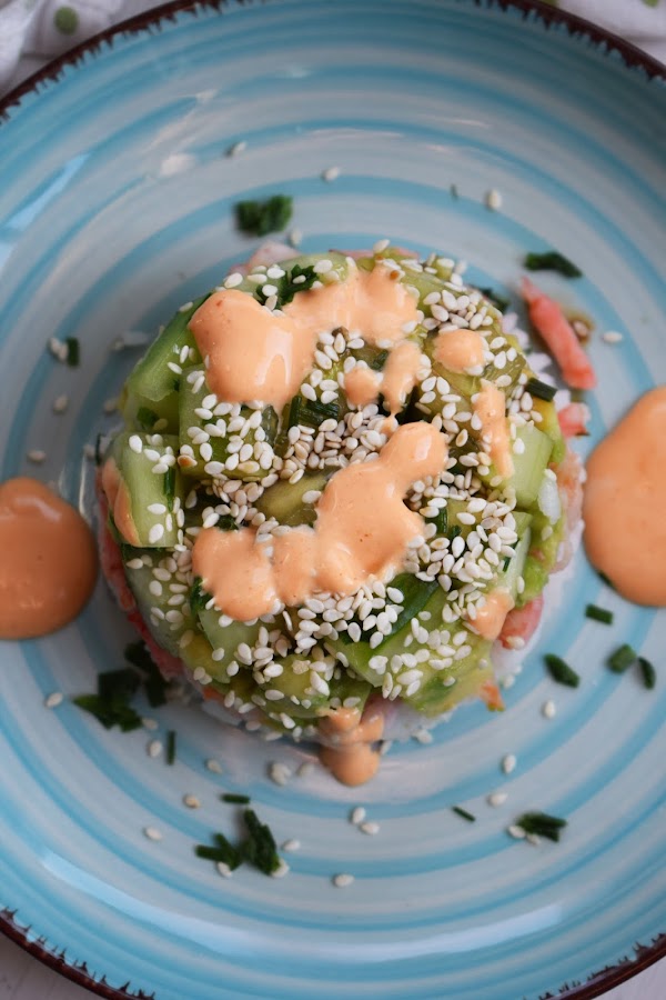 Smaskelismaskens: Spicy California shrimp stack