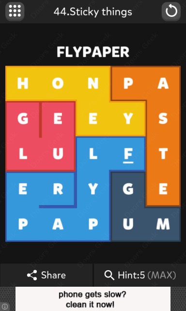 Words Block! - Level 44 (Sticky things) ~ Doors Geek