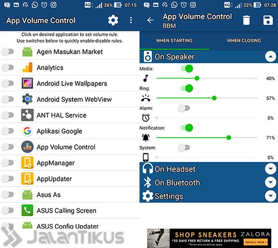 How to set the volume on each android app