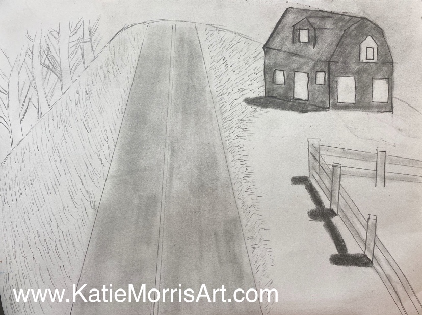 1 Point Perspective Drawing Landscape