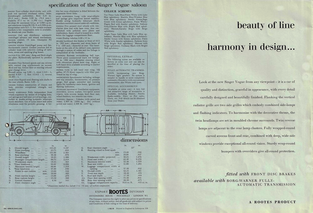 .: 1963. Singer Vogue. Brochure (English)