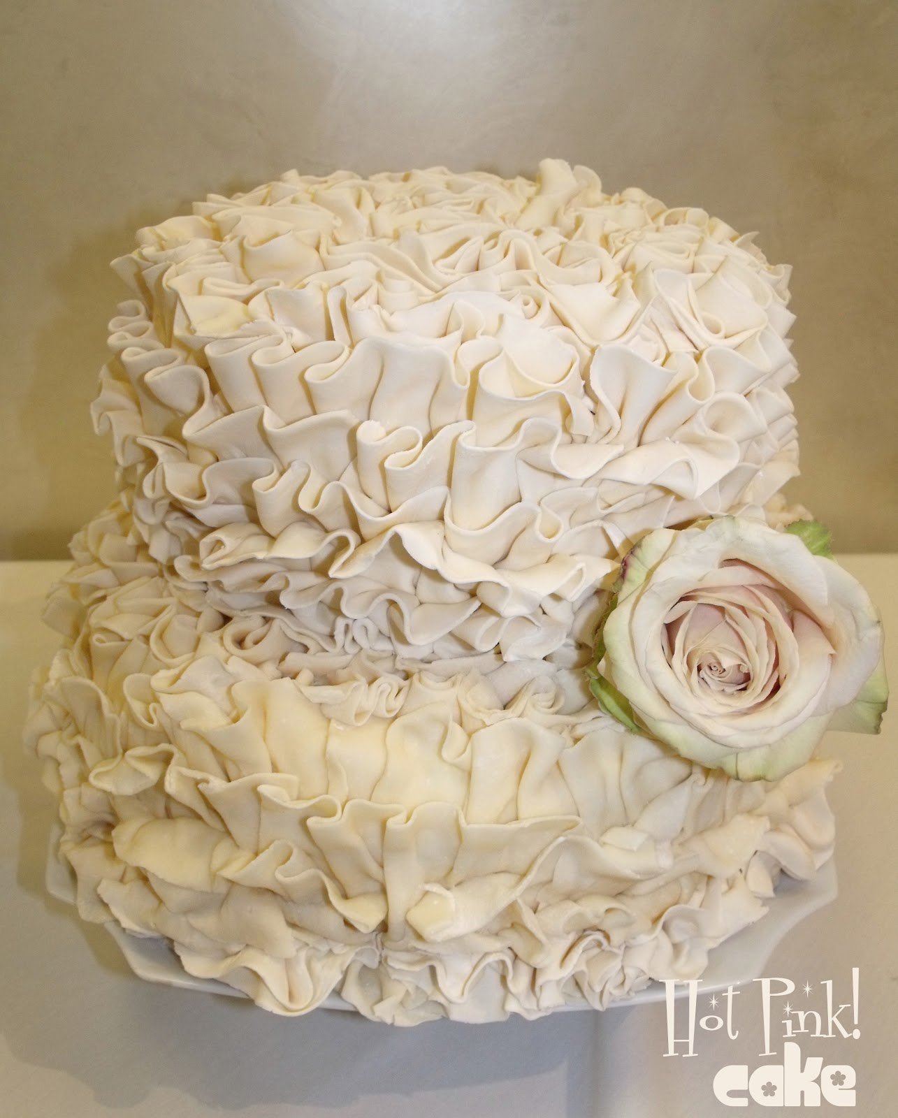 Hot Pink! Cakes: Two Tier Ruffled Wedding Cake