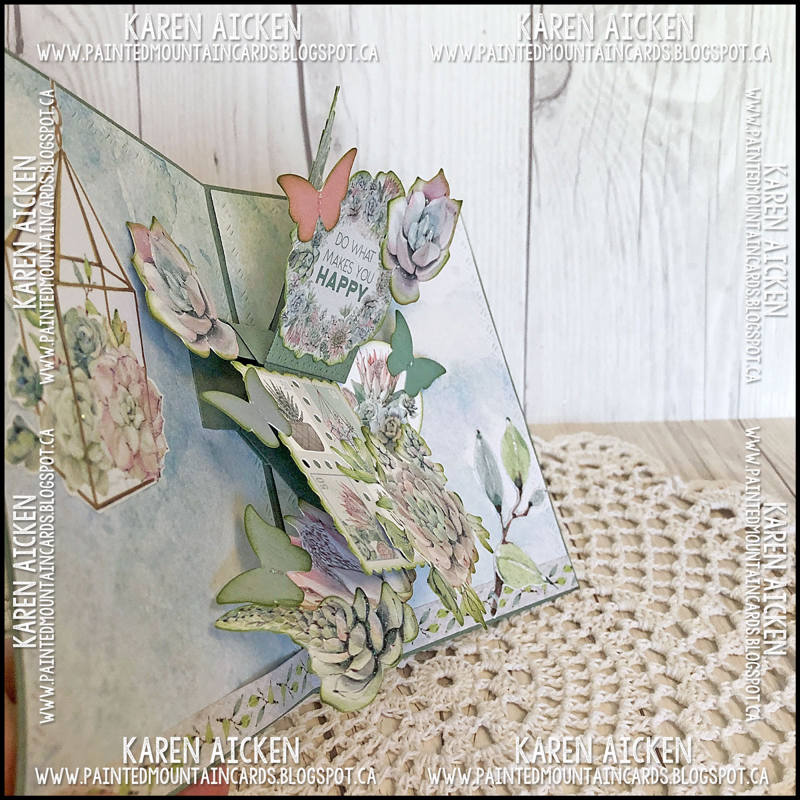 Painted Mountain Cards: Succulent Photo Collage Pop Up Card