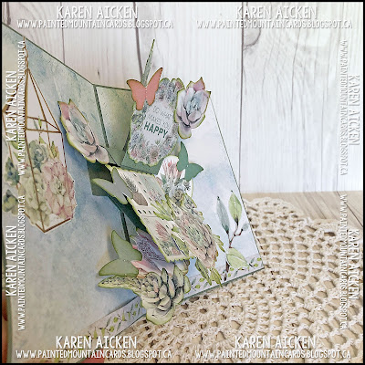 Painted Mountain Cards: Succulent Photo Collage Pop Up Card