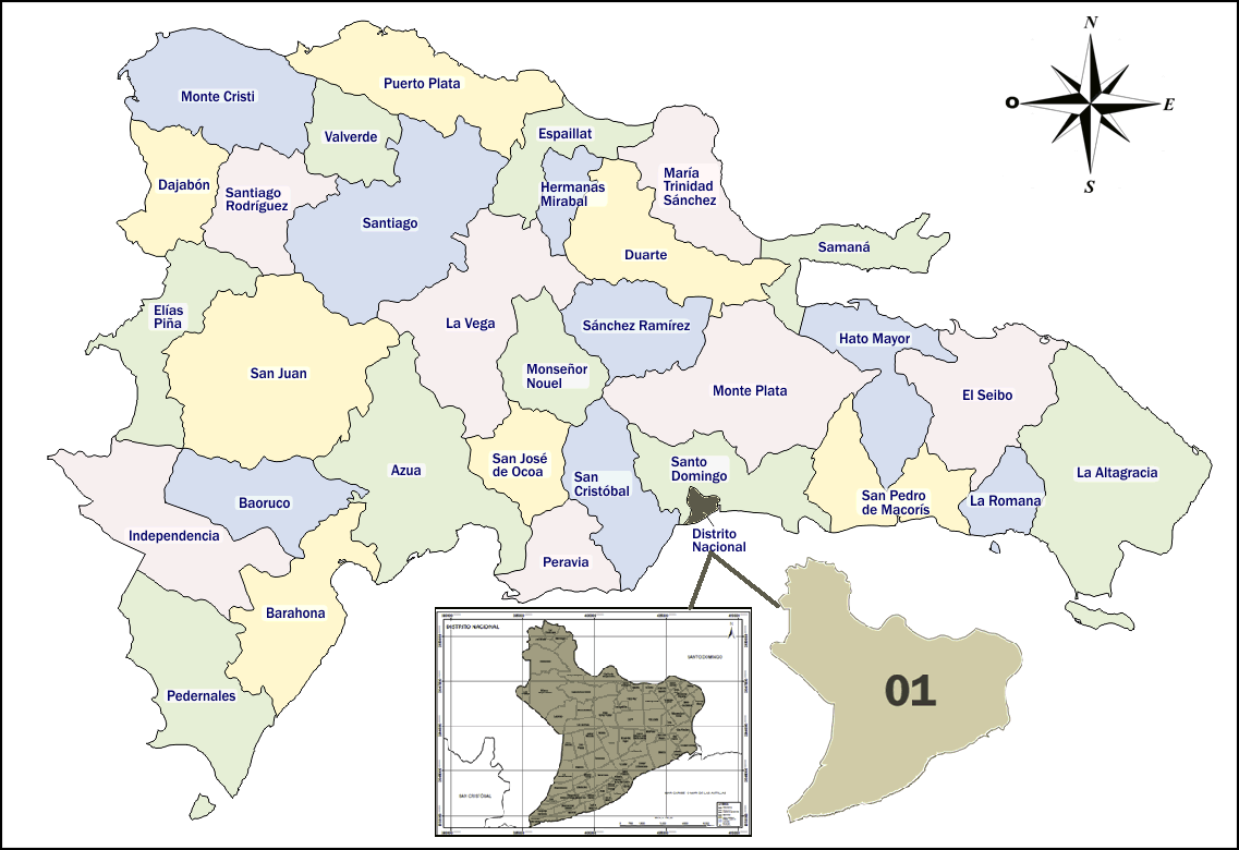 División territorial actual de la República Dominicana.