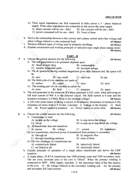 VTU B.E Basic Electrical Engineering June July 2013 Question Paper ...