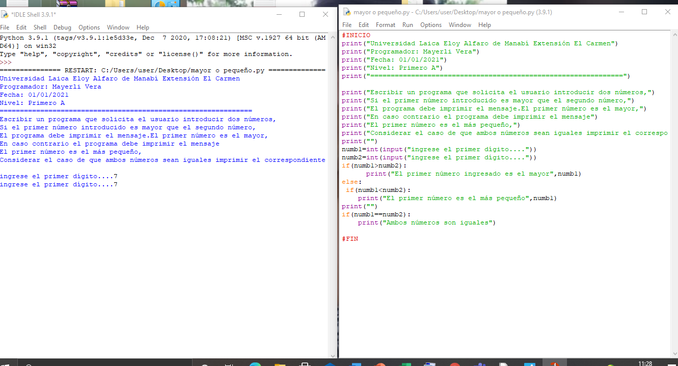 4.2. Escribir un programa que solicite al usuario introducir dos números