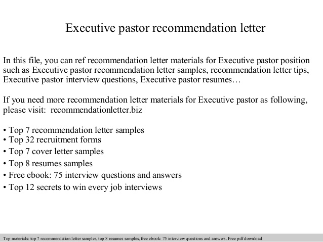 Letter Of Recommendation Pastor - Collage Template