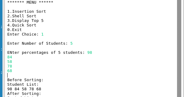 C++ Program to demonstrate Shell sort, insertion sort and Quick Sort ...
