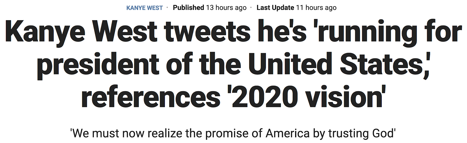 Kanye West announces he is running for President with "2020 Vision" on ...