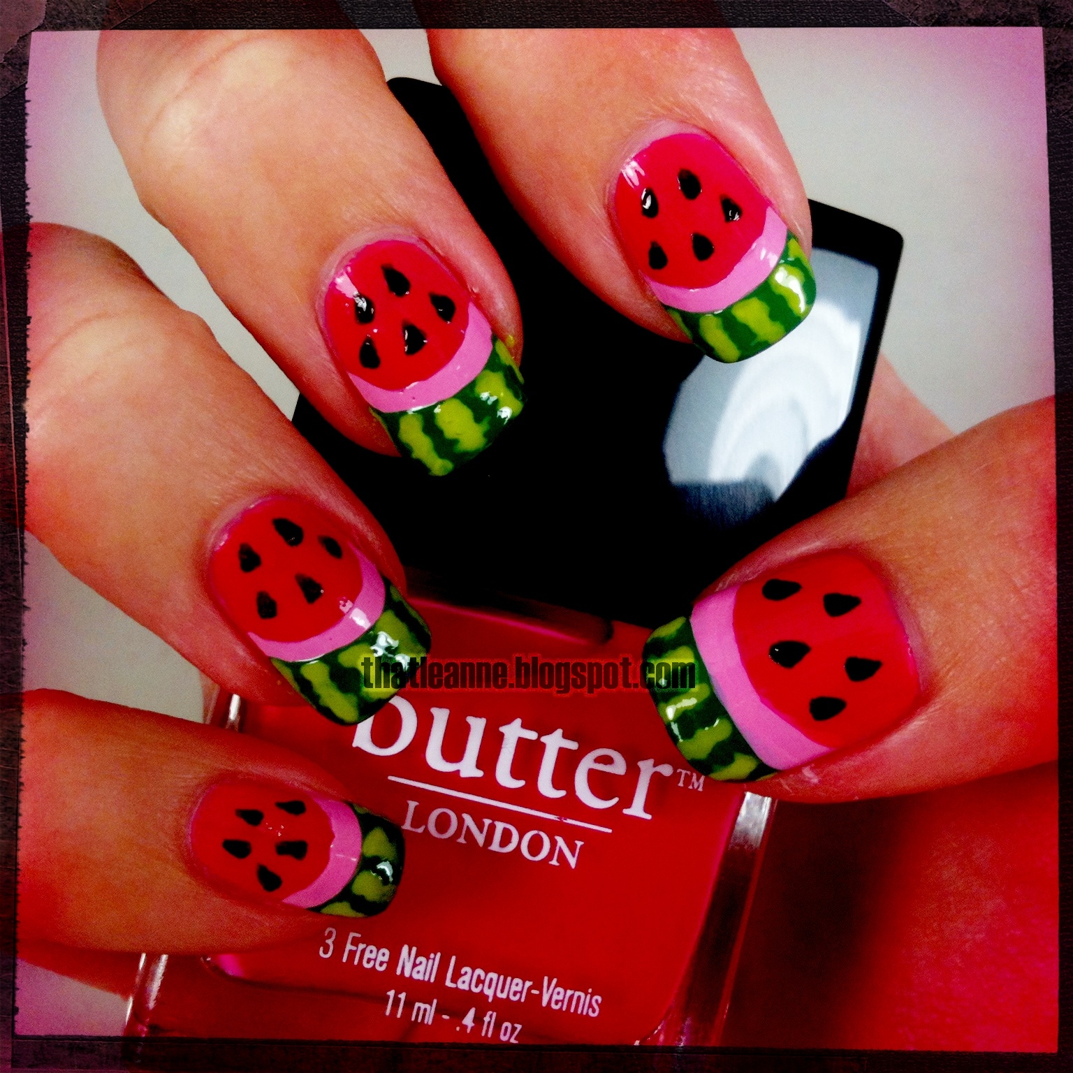 thatleanne: Watermelon Nail Art Take Two!