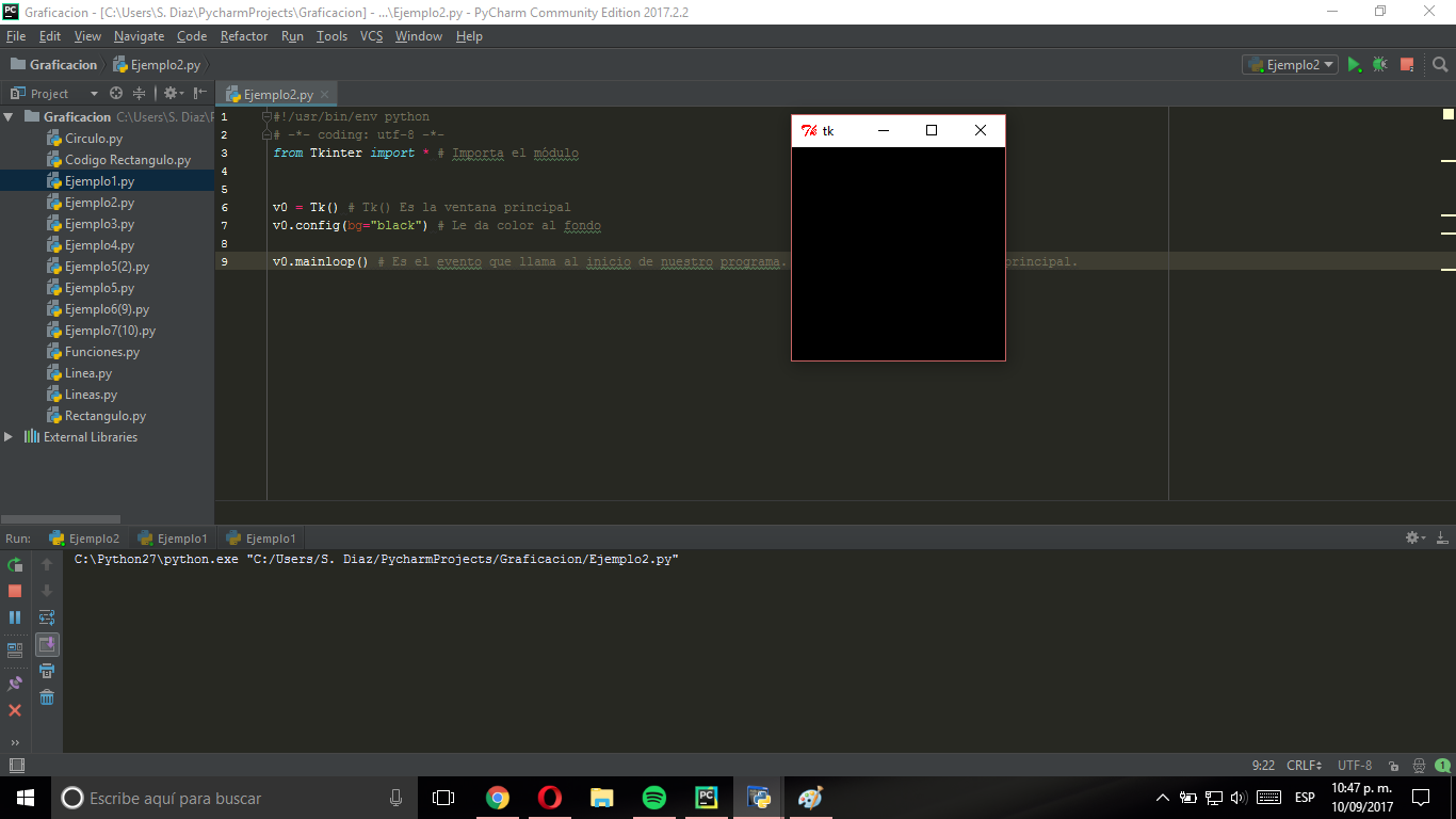 Programas en Python (PyCharm).