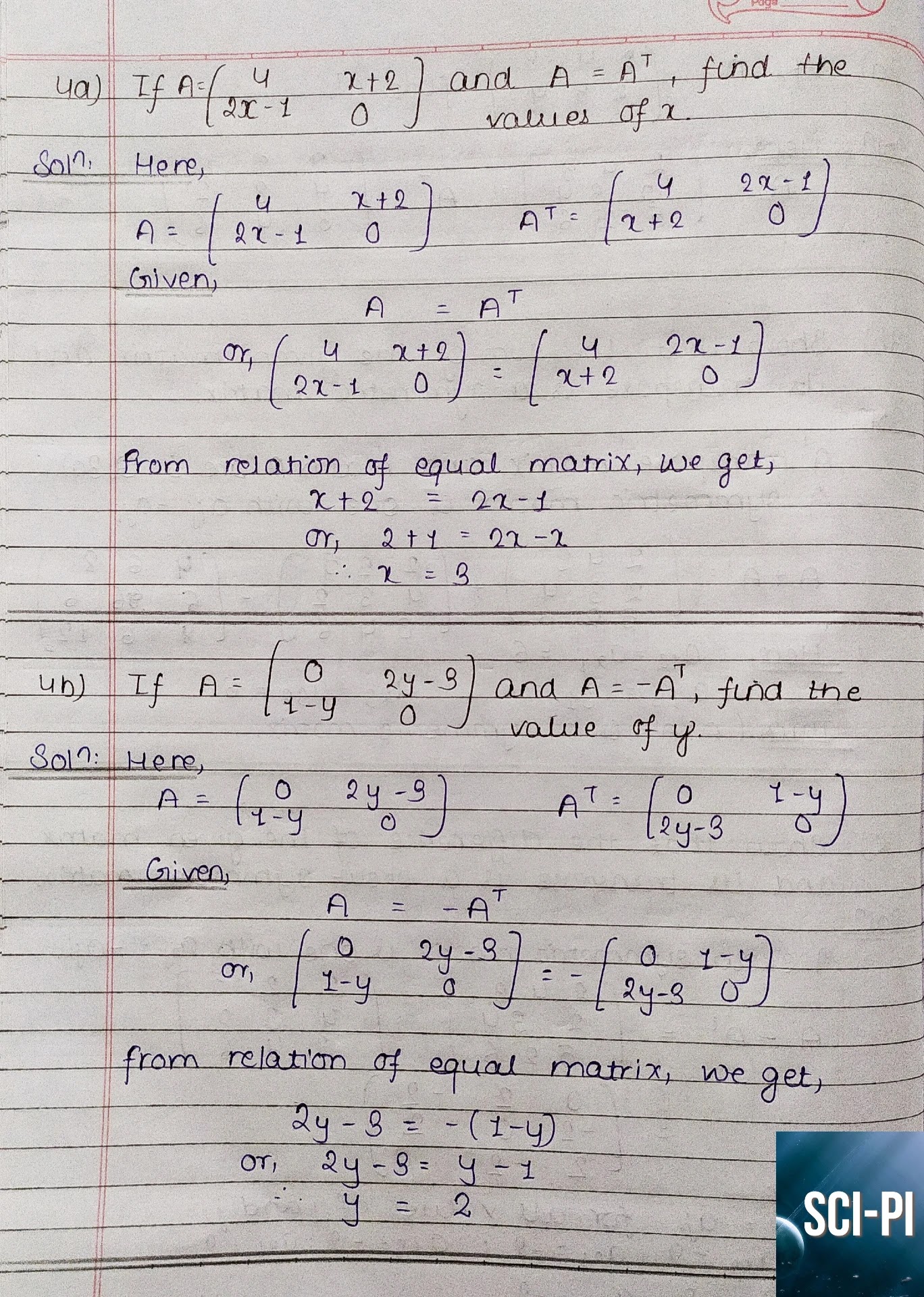 Grade 11 Matrices and Determinants Exercise 1 Solutions | Basic ...