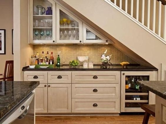 30 Elegant Kitchen Under The Stairs Design | ARA HOME