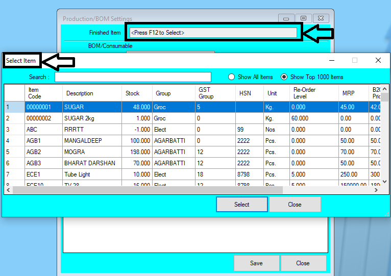 Production/BOM Setting Help Guide