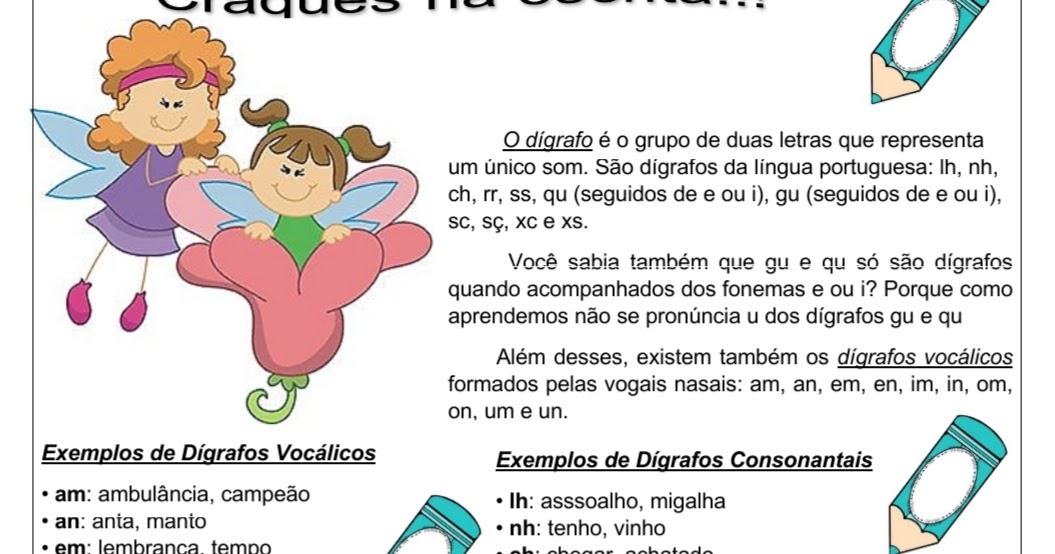 Dígrafo Atividade de língua portuguesa para trabalhar dígrafo ...