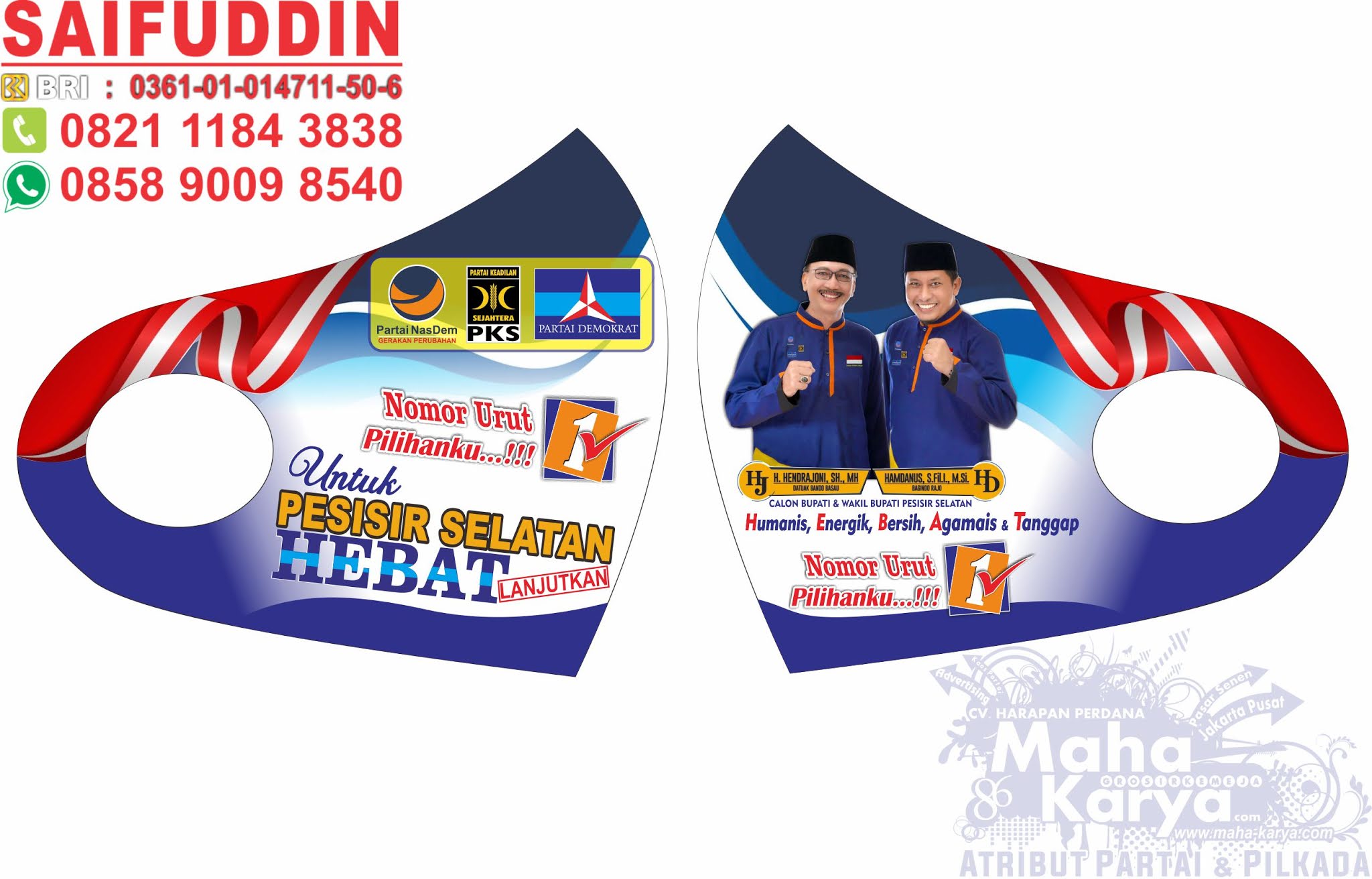 CONTOH DESAIN PASLON PILKADA - UDIN SENEN / SAIFUDDIN / MAHA KARYA