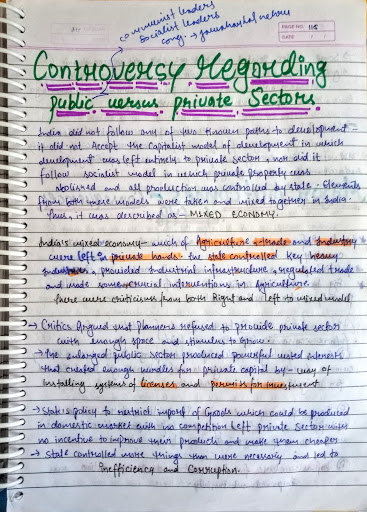 Handwritten notes of Politics in Planned Development - Political ...