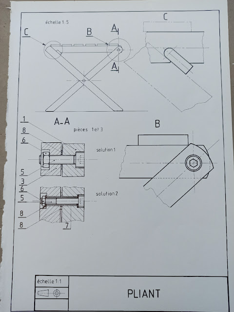MECANIQUE EN LIGNE: Plan d'ensemble d une chaise pliante