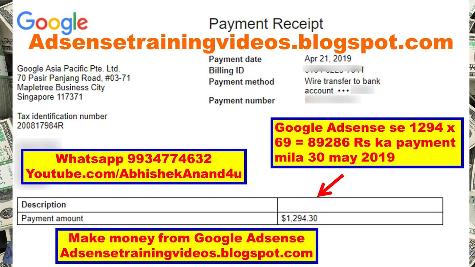 Google Adsense payment proof of 89286 rupees 30 may 2019 | Google ...
