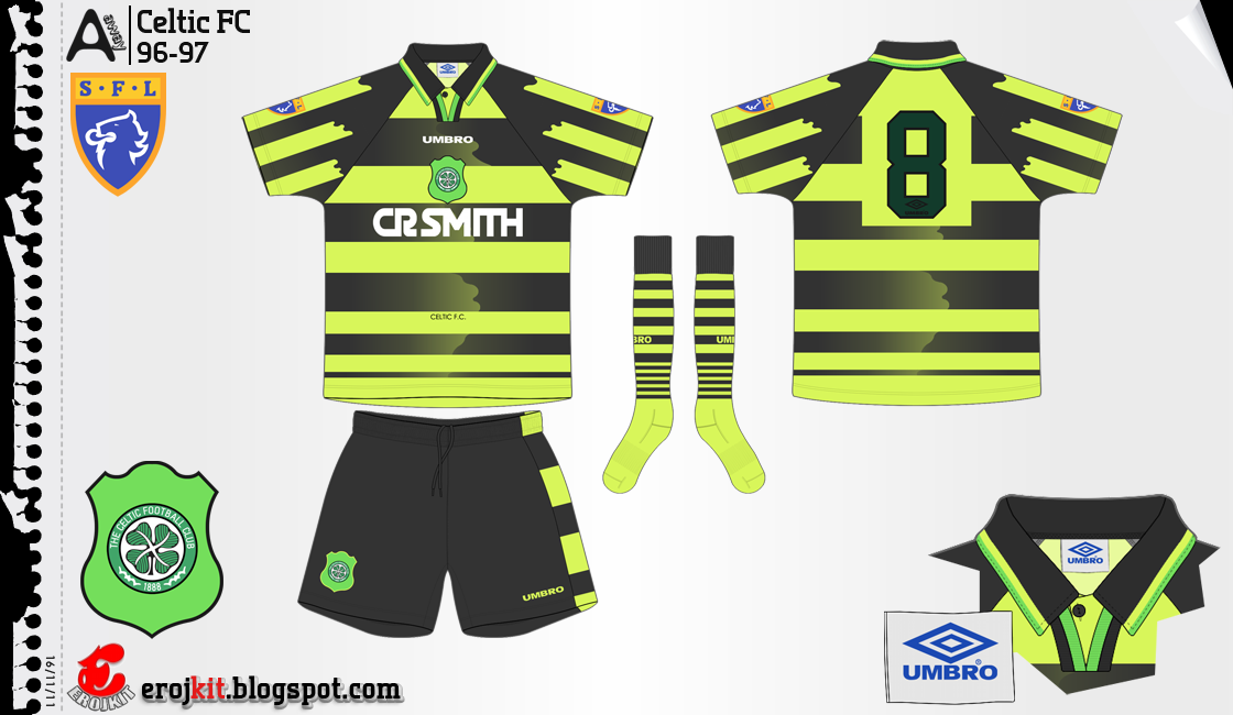 Kit Design, by eroj: 1995-97 Celtic (Home, Away e Third)