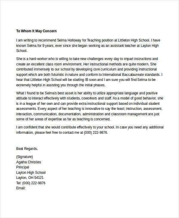 Teacher Reference Letter Template ~ Resume Letter