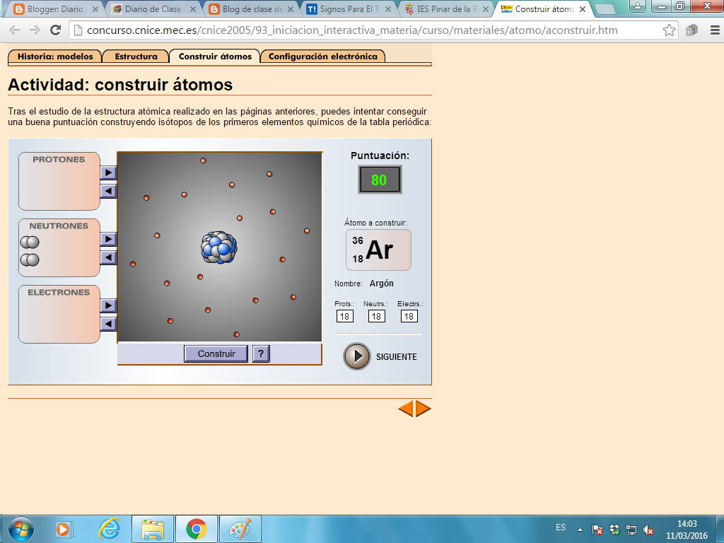 Diario de Clase de Ramón Rodriguez: Construir atomos