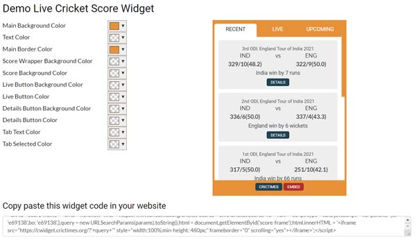 How to add Live Cricket Score Widget in blogger website? | Live IPL ...