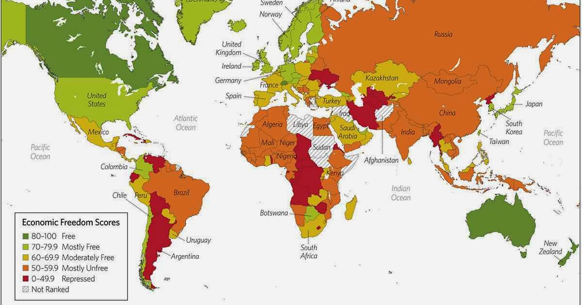 Maximizing Progress: Economic Freedom ~ Heritage's 2014 Index Map