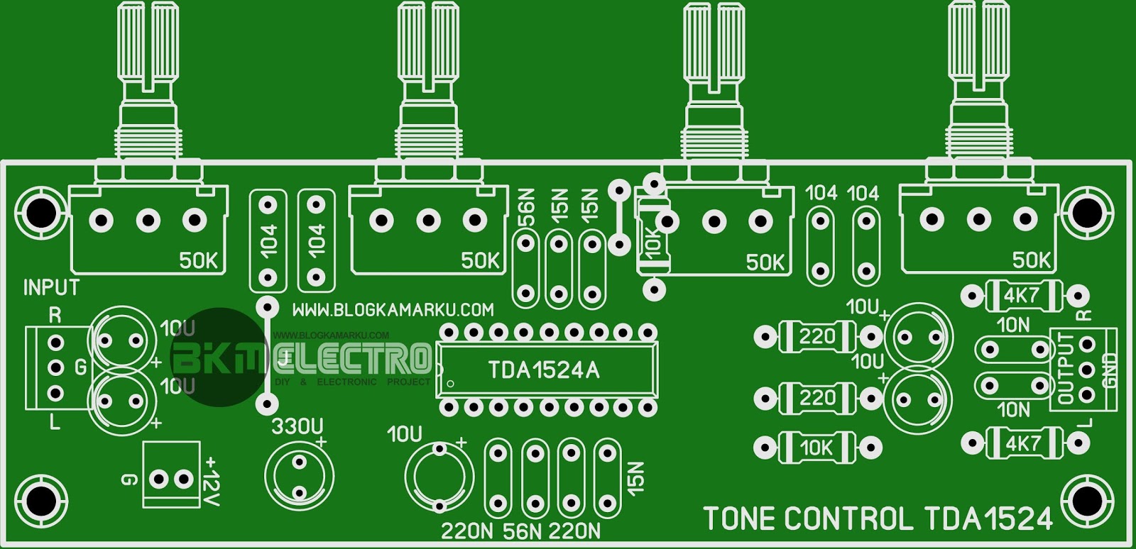 Layout Tone Control TDA 1524 PCB stereo – BLOGKAMARKU