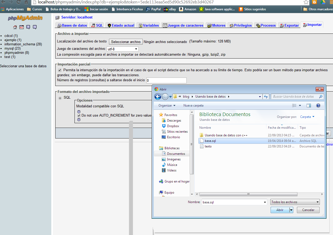 Importar base sql a xampp Importar base sql a xampp