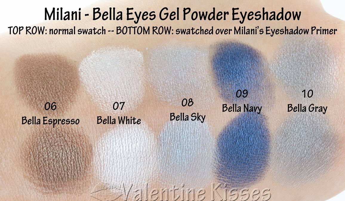 Valentine Kisses: Milani Bella Eyes Gel Powder Eyeshadow - swatches ...