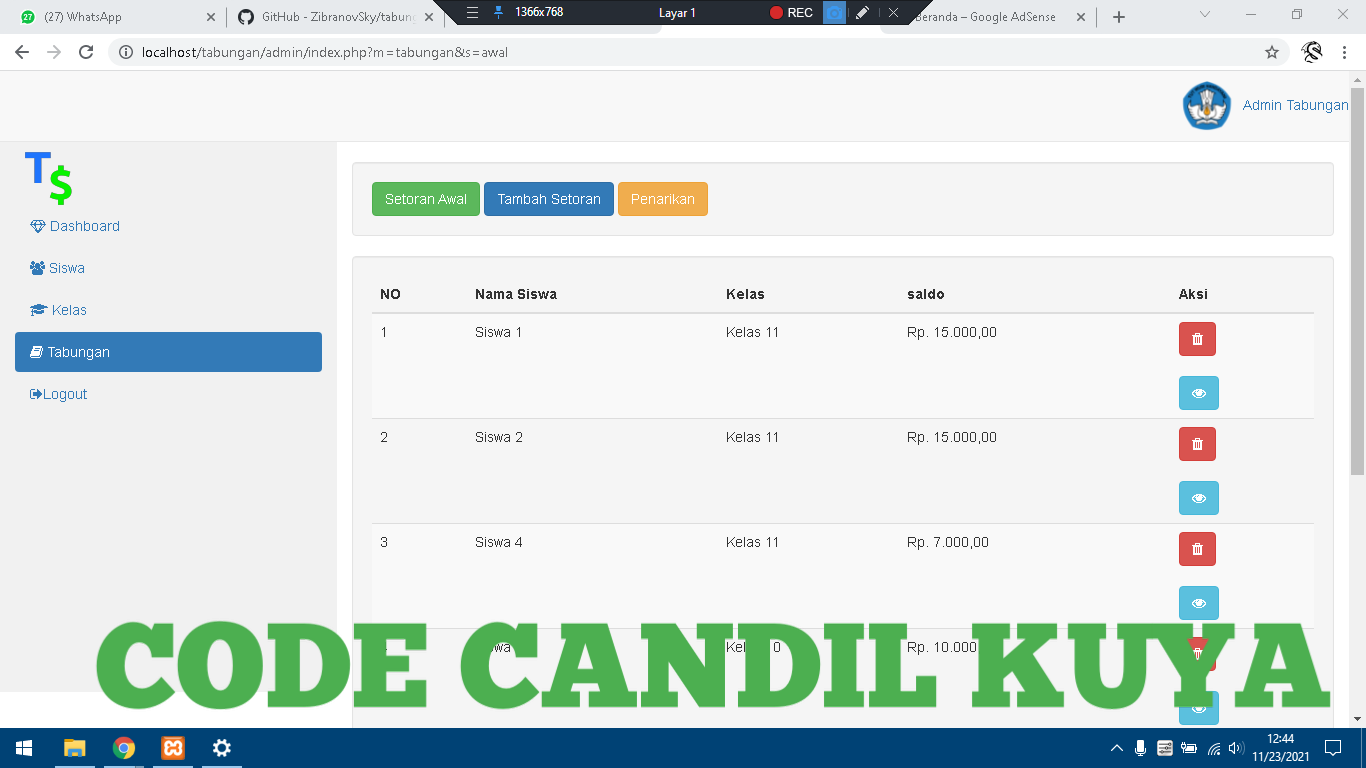 √ Source Code Aplikasi Tabungan Siswa Berbasis Web Candil Code