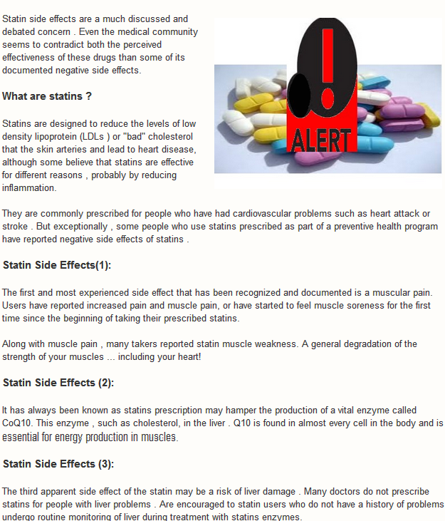 Are you alerted of the statin side effects?statin side effects and benefits