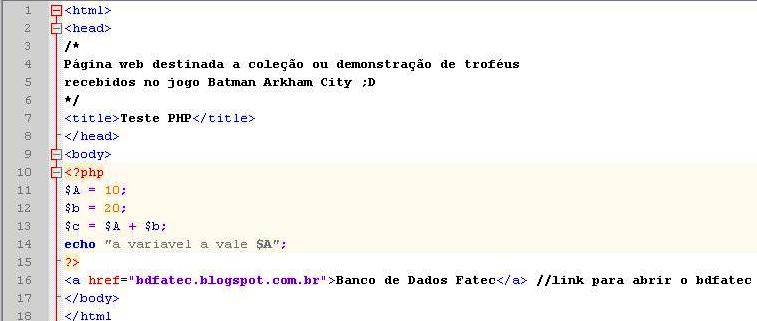 Blog do Fundão Banco de Dados: PHP - Sintaxe Básica
