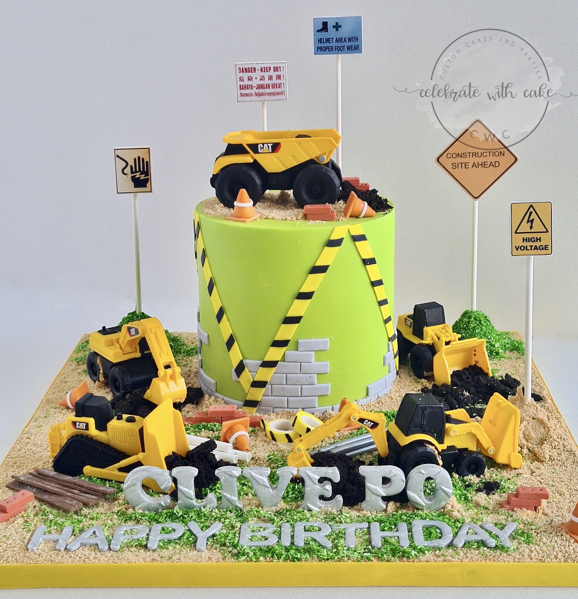Celebrate with Cake!: Construction Vehicle themed single tier Cake