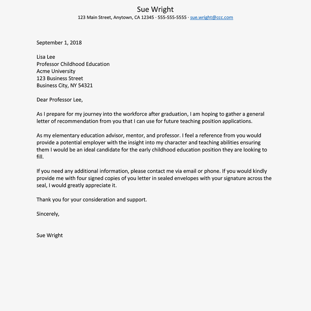 General Reference Letter Template ~ Resume Letter