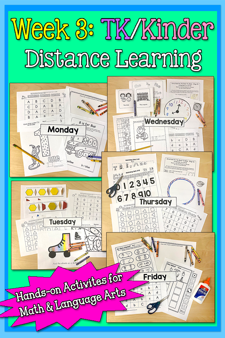 TK/K Distance Learning Packets Fall WEEK 3 - NO PREP PRINTABLES ...