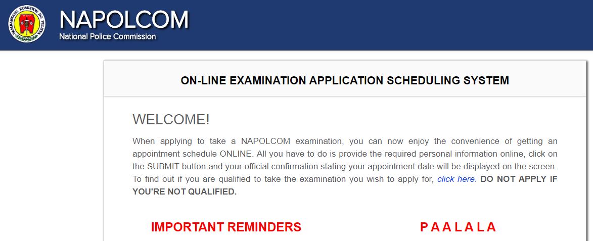 October 2018 NAPOLCOM online registration, application form OLEASS