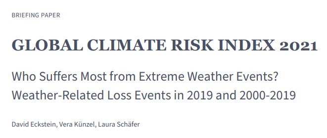 Global Climate Risk Index 2021. ~ CURRENT AFFAIRS (CA) DAILY UPDATES