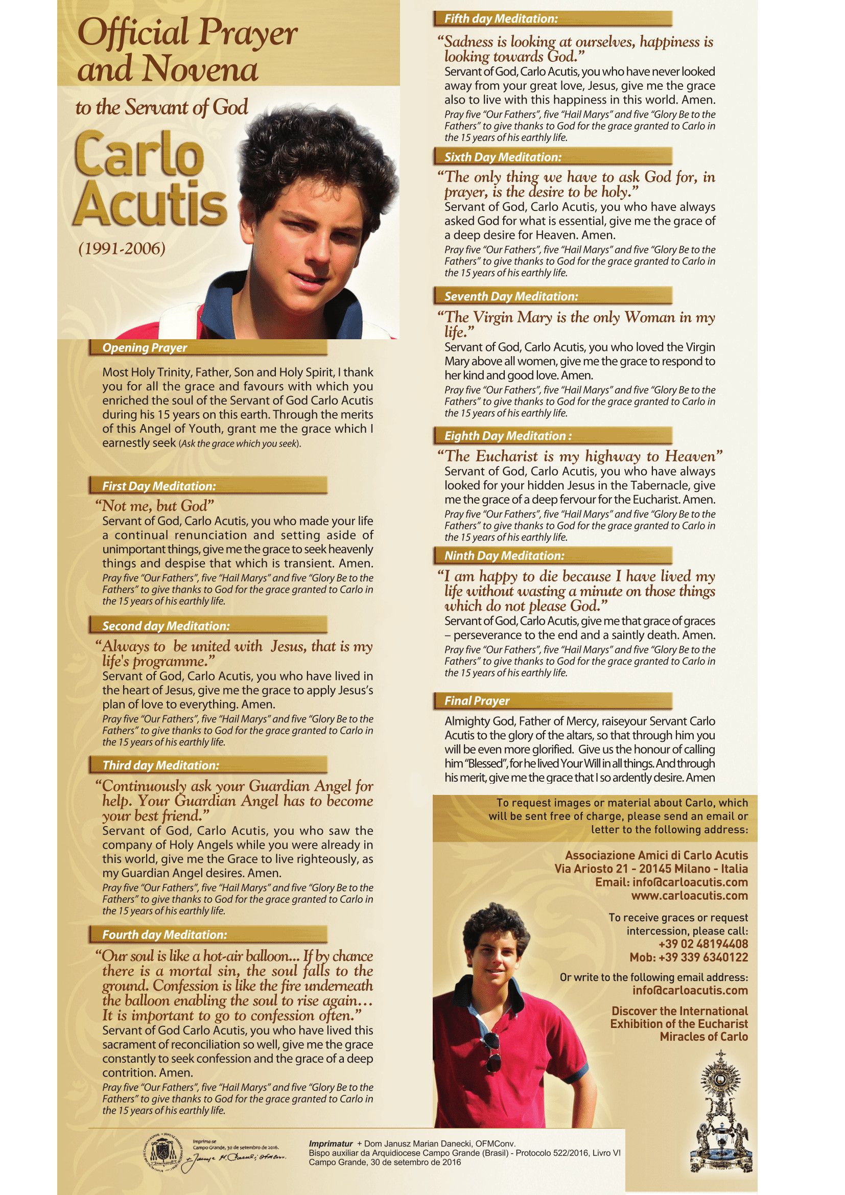 OFFICIAL PRAYER AND NOVENA TO BLESSED CARLO ACUTIS | kerala catholics