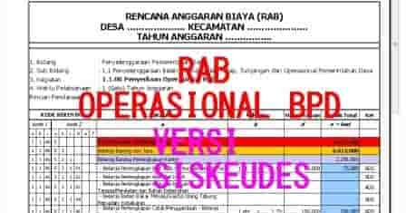 Contoh RAB Operasional BPD Versi Aplikasi RAB Siskeudes | FORMAT ...