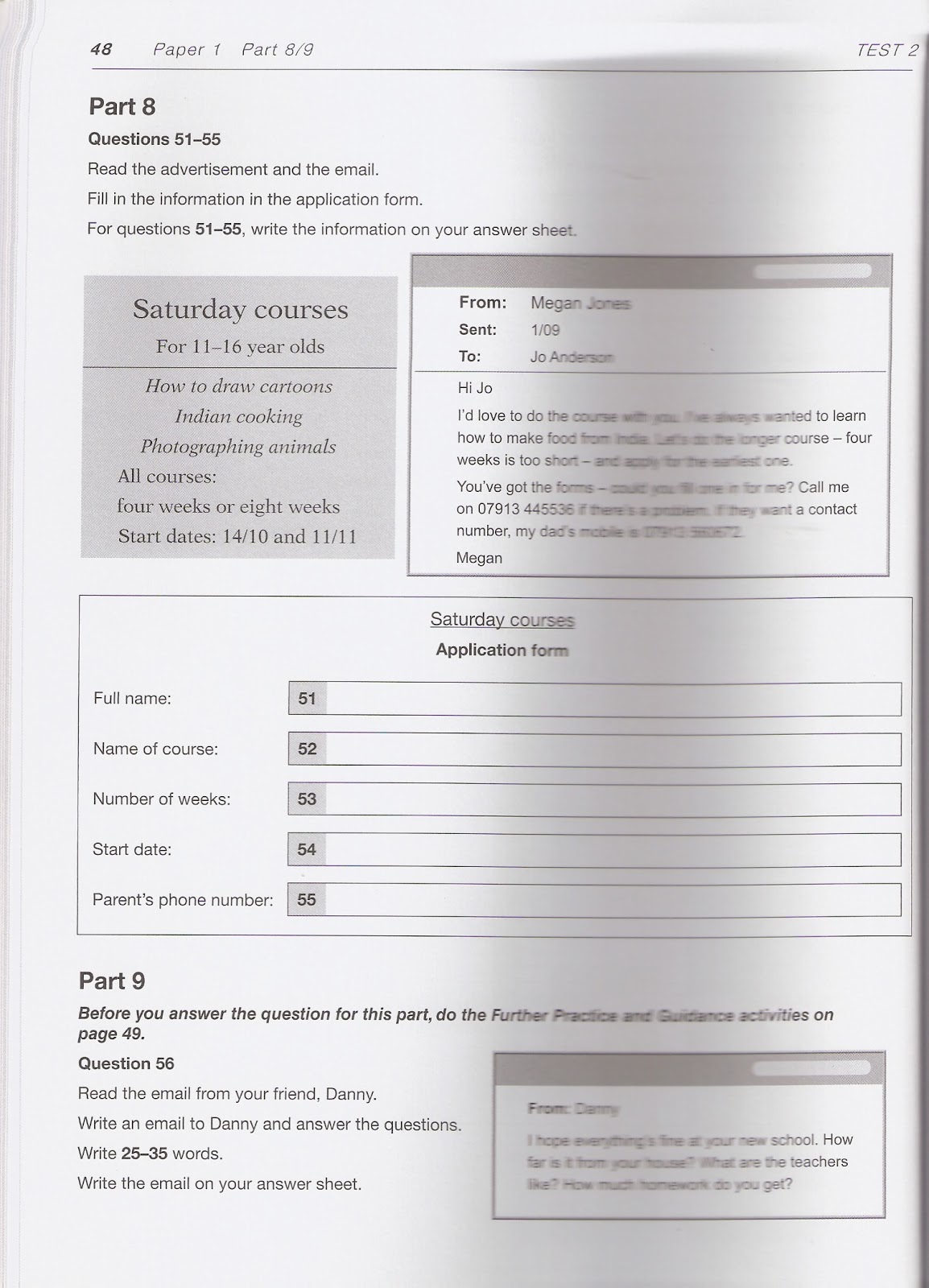Exámenes de Cambridge : Reading & Writing Test 2 (KET)