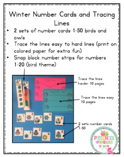 Winter Number Cards and Trace the Lines ~ Preschool Printables