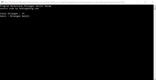Program Menentukan Bilangan Ganjil Genap Menggunakan C# - Hobi Ngoding