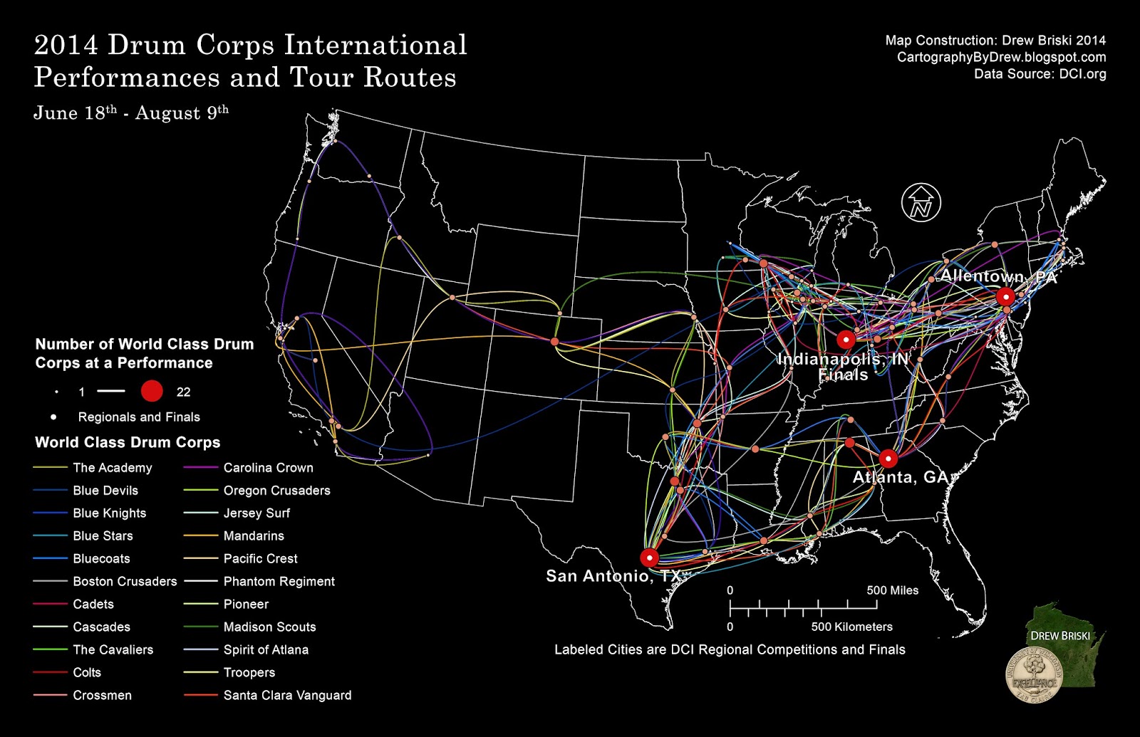 Drum Corps Locations Map at Hamish Geake blog